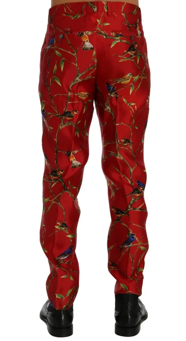 Dolce & Gabbana Silk Bird Print Trousers