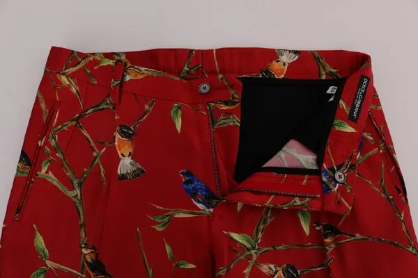 Dolce & Gabbana Silk Bird Print Trousers