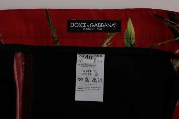Dolce & Gabbana Silk Bird Print Trousers