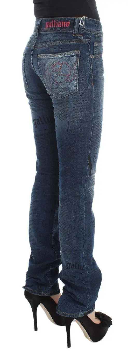 John Galliano Wash Cotton Blend Slim Fit Bootcut Jeans
