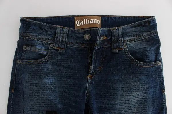 John Galliano Wash Cotton Blend Slim Fit Bootcut Jeans