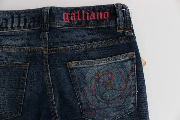 John Galliano Wash Cotton Blend Slim Fit Bootcut Jeans