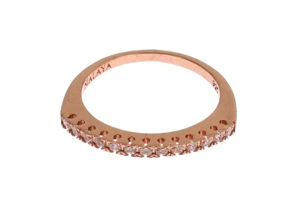 NIALAYA JEWELRY 925 Sterling Red Gold Plated Ring With Clear Cz Crystals - Silver