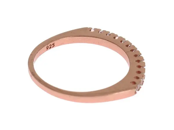NIALAYA JEWELRY 925 Sterling Red Gold Plated Ring With Clear Cz Crystals