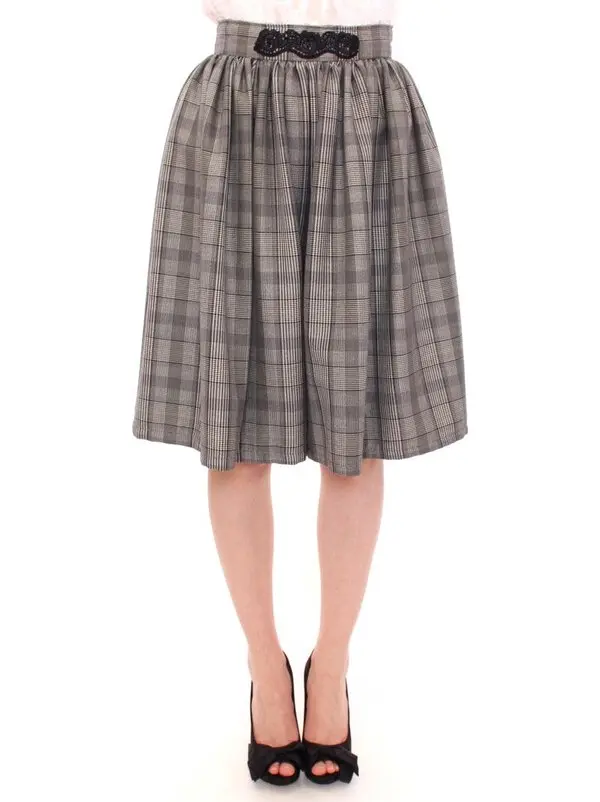 NOEMI ALEMÁN Plaid Wool Shorts Skirt
