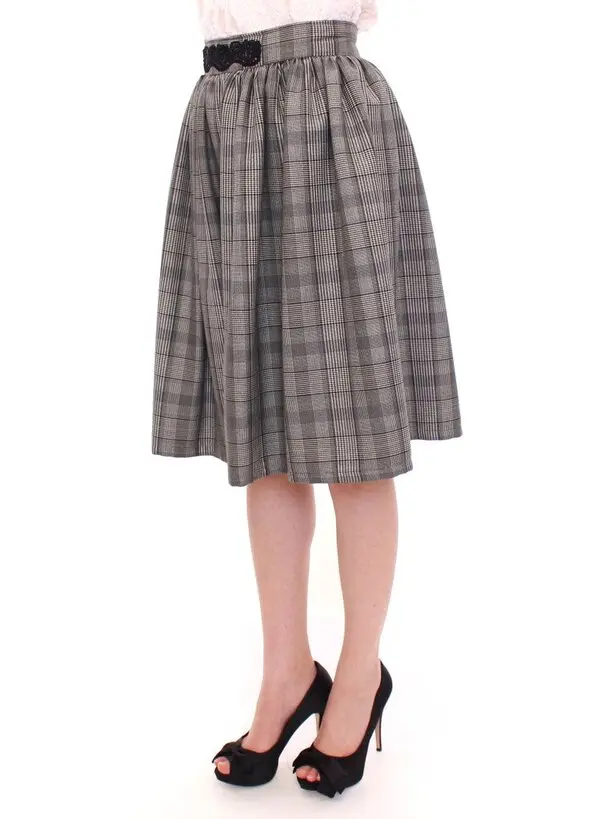 NOEMI ALEMÁN Plaid Wool Shorts Skirt