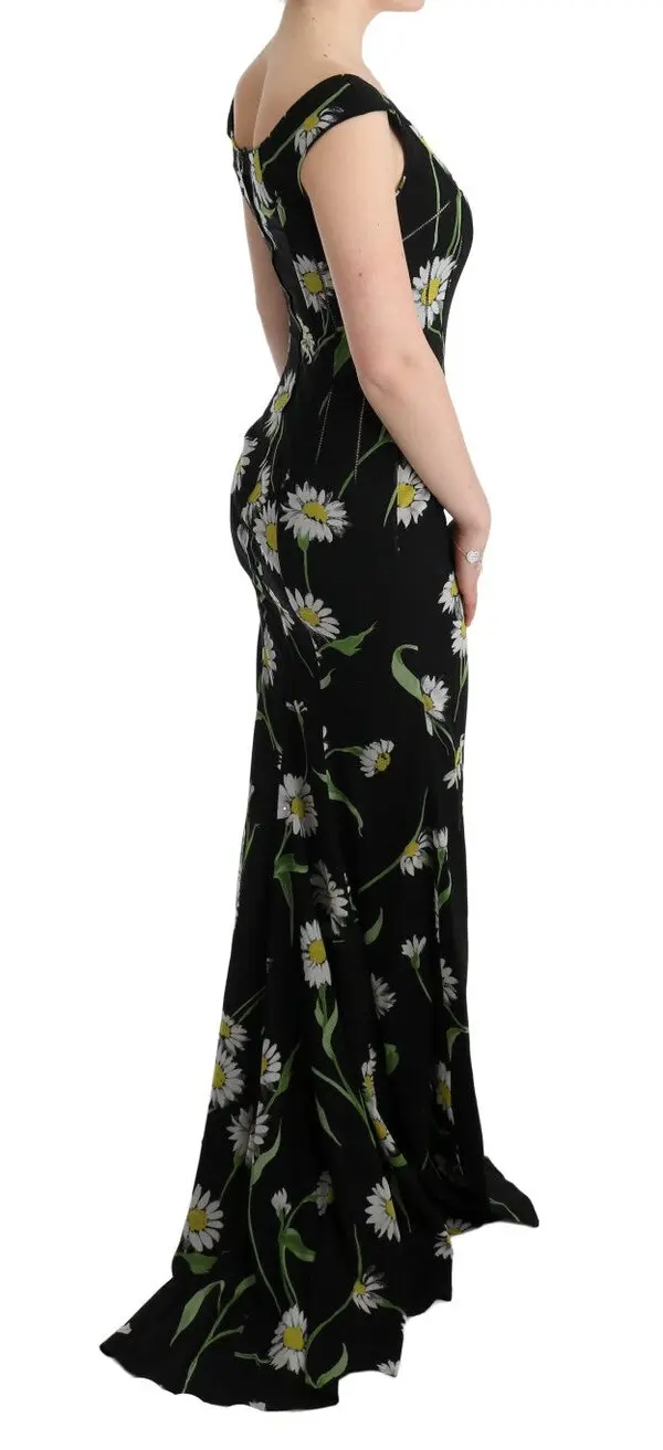 Dolce & Gabbana Sunflower Print Stretch Silk Sheath Dress