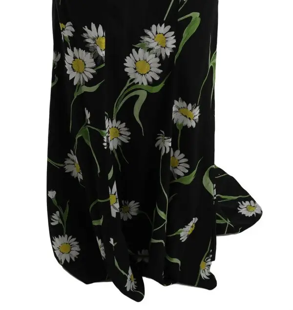 Dolce & Gabbana Sunflower Print Stretch Silk Sheath Dress