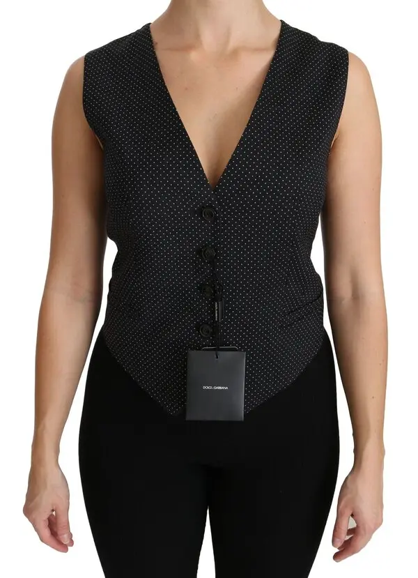 Dolce & Gabbana Dotted Sleeveless Vest Top - Black