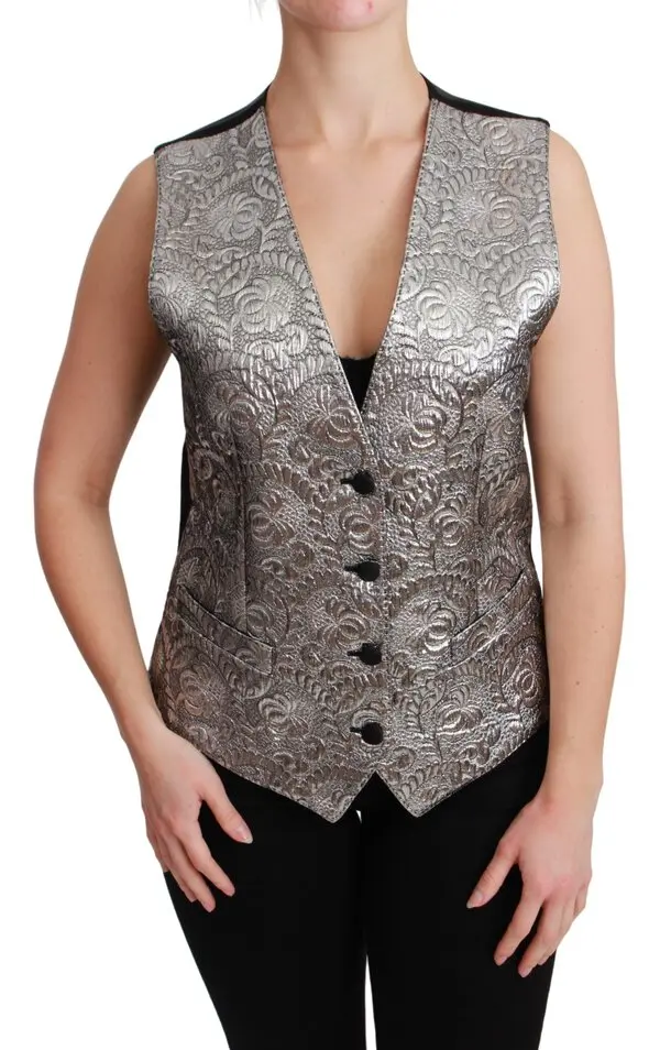 Dolce & Gabbana Brocade Sleeveless Top - Silver