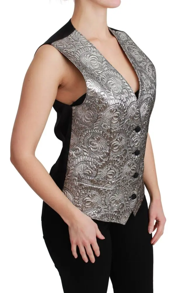 Dolce & Gabbana Brocade Sleeveless Top - Silver