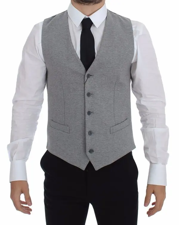 Dolce & Gabbana Cotton Stretch Dress Vest - Gray