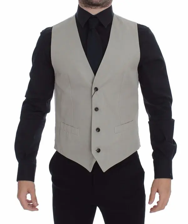 Dolce & Gabbana Silk-cotton Blend Dress Vest - Beige