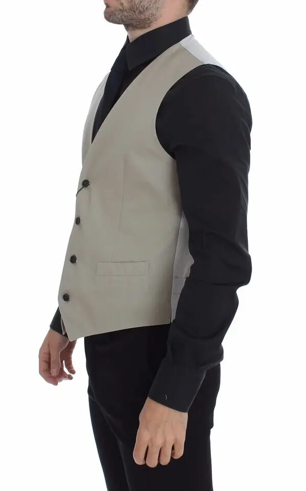 Dolce & Gabbana Silk-cotton Blend Dress Vest - Beige