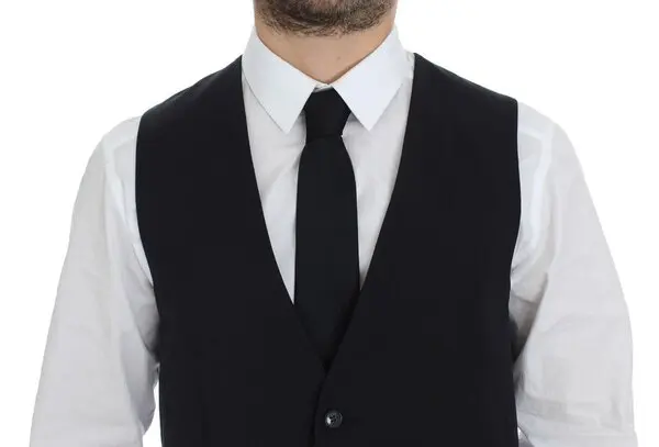 Dolce & Gabbana Striped Wool And Silk Blend Dress Vest - Gray