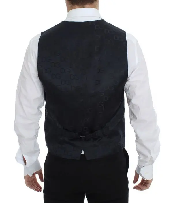 Dolce & Gabbana Striped Wool And Silk Blend Dress Vest - Gray
