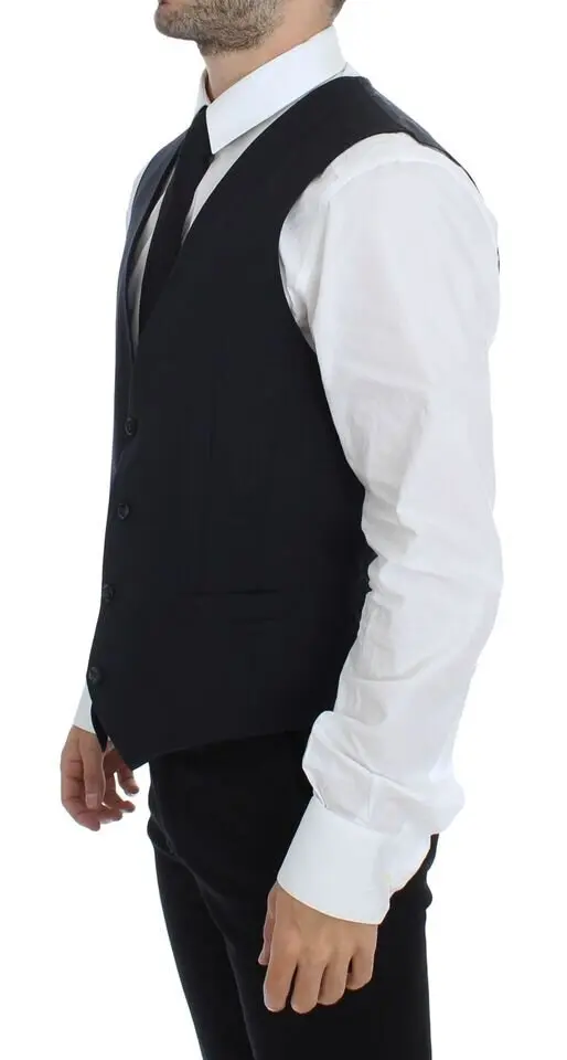 Dolce & Gabbana Striped Wool And Silk Blend Dress Vest - Gray