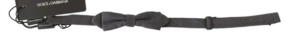 Dolce & Gabbana Patterned Silk Adjustable Bow Tie - Gray