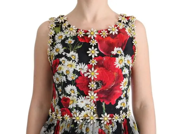 Dolce & Gabbana Silk Floral Crystal Maxi Dress