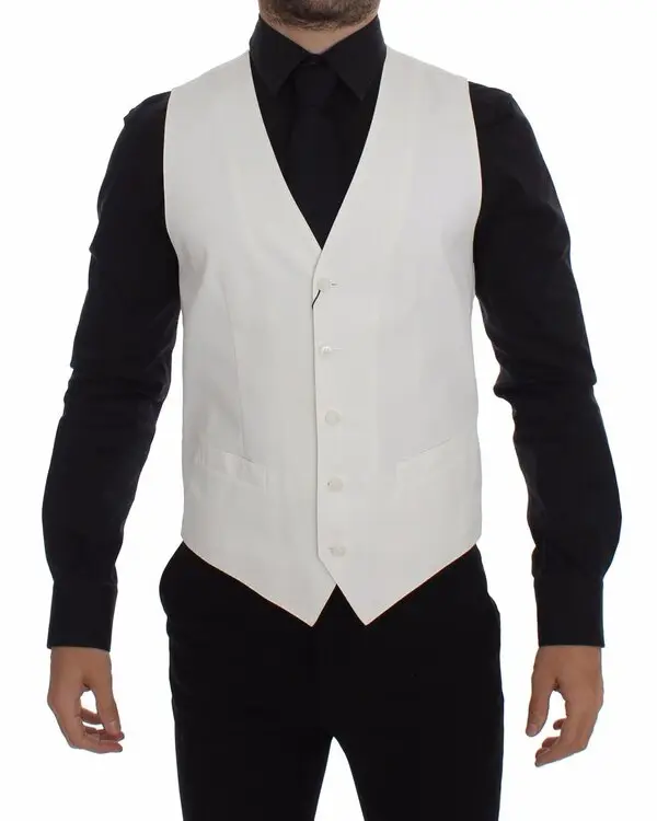 Dolce & Gabbana Cotton-silk Blend Dress Vest - White