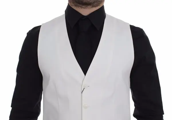Dolce & Gabbana Cotton-silk Blend Dress Vest - White
