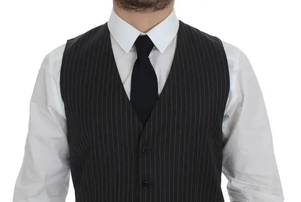 Dolce & Gabbana Wool Striped Single Breasted Vest - Gray