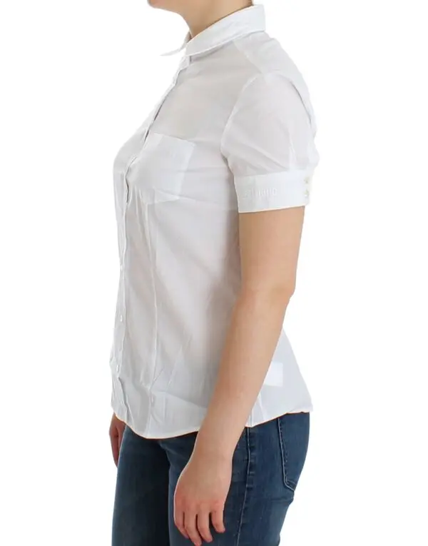 John Galliano Cotton Stretch Shirt Top - White