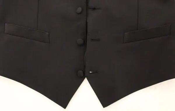 Dolce & Gabbana Wool And Silk-blend Single-breasted Vest - Black
