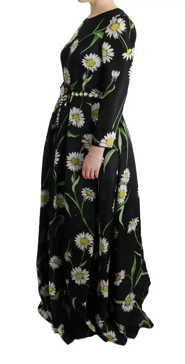 Dolce & Gabbana Silk Sunflower Print Maxi Dress