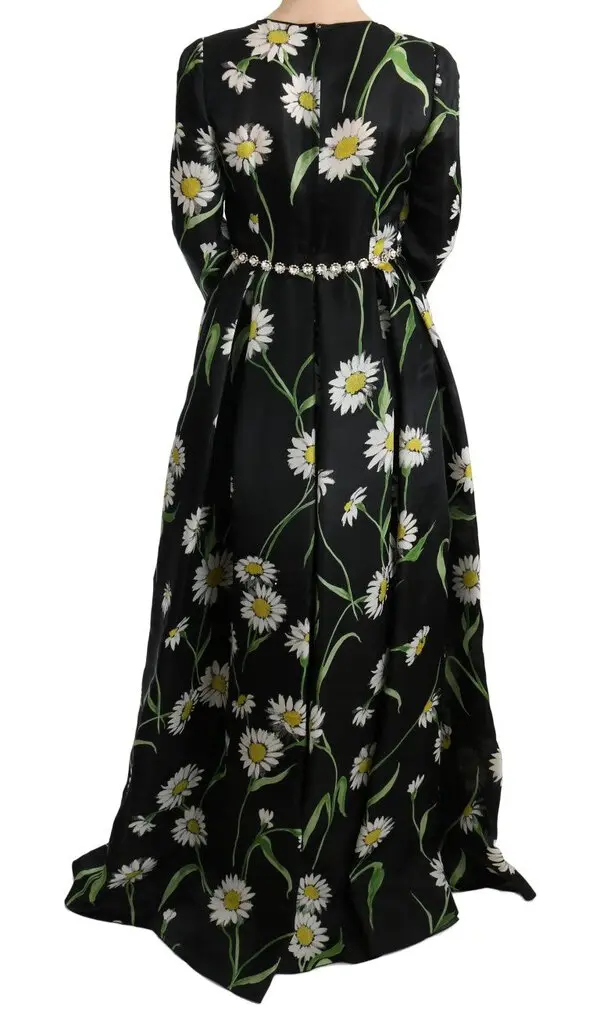 Dolce & Gabbana Silk Sunflower Print Maxi Dress