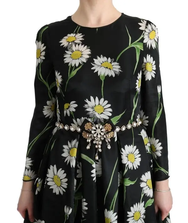 Dolce & Gabbana Silk Sunflower Print Maxi Dress