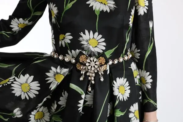 Dolce & Gabbana Silk Sunflower Print Maxi Dress