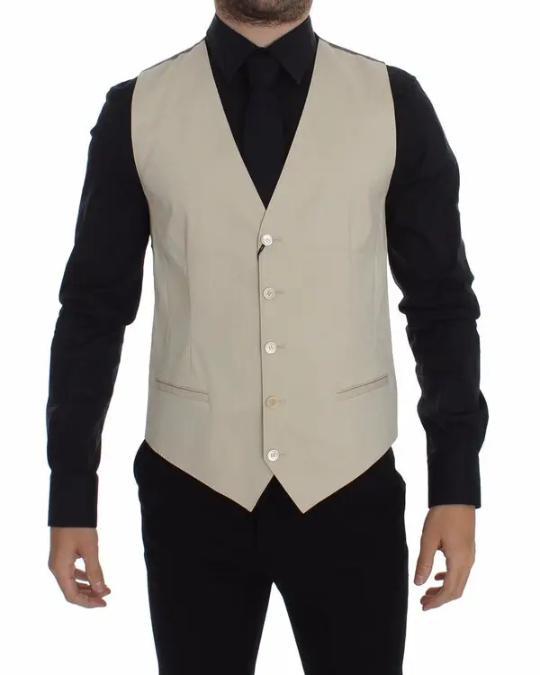 Dolce & Gabbana Cotton Stretch Dress Vest - Beige