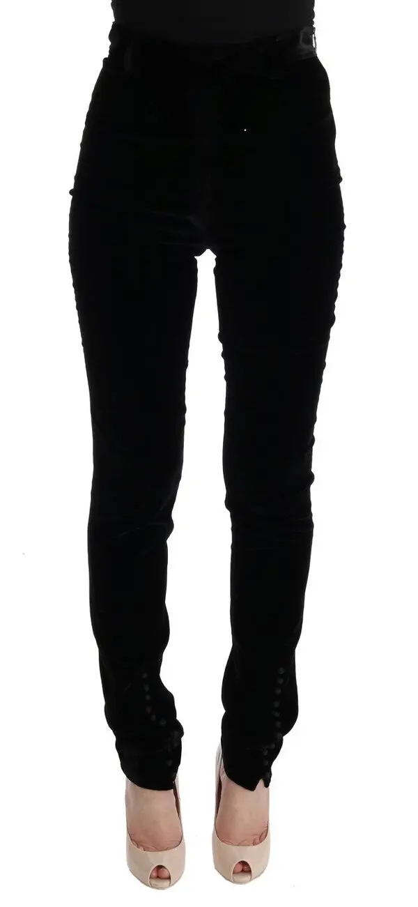 Ermanno Scervino Velvet Slim Fit Pants - Black