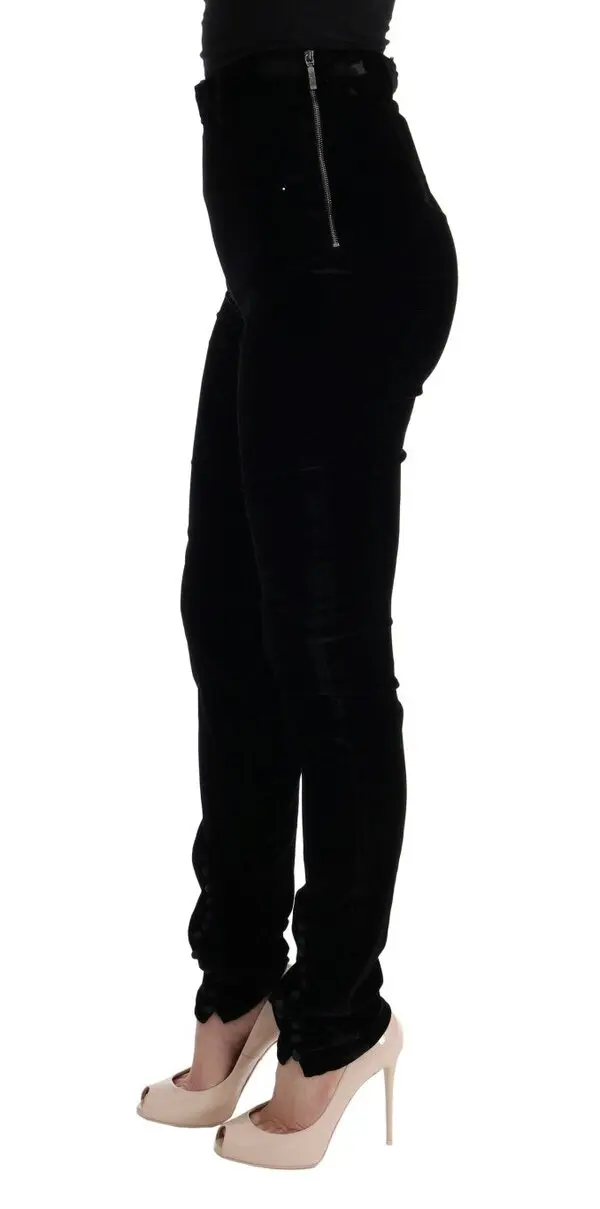 Ermanno Scervino Velvet Slim Fit Pants - Black