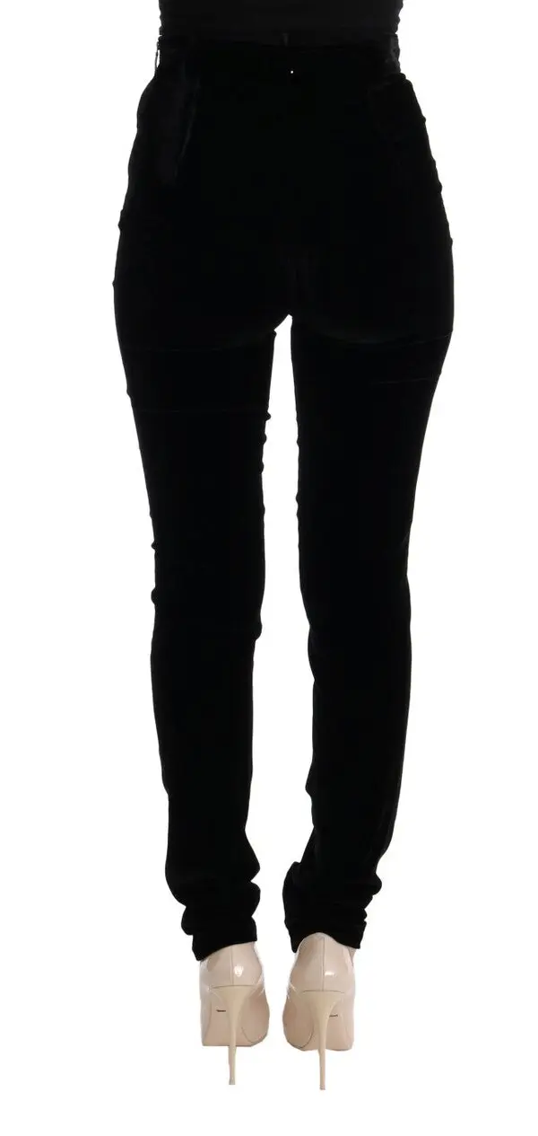 Ermanno Scervino Velvet Slim Fit Pants - Black