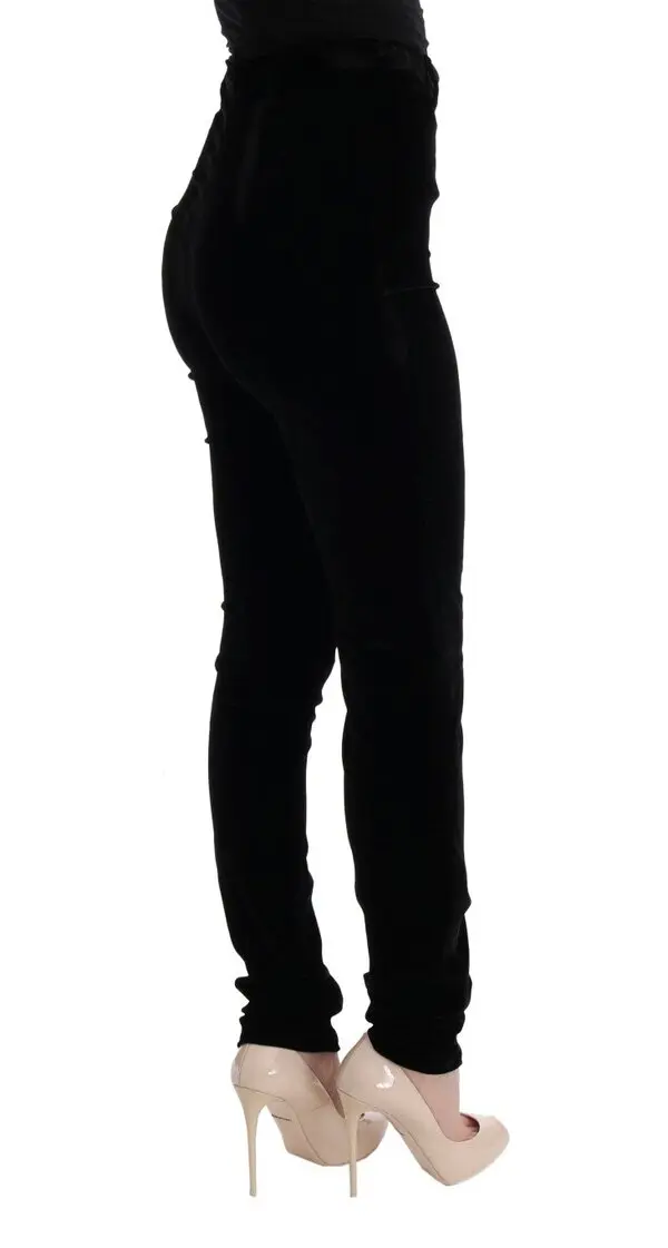 Ermanno Scervino Velvet Slim Fit Pants - Black