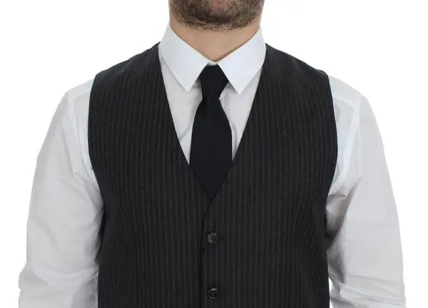 Dolce & Gabbana Striped Wool Single-breasted Vest