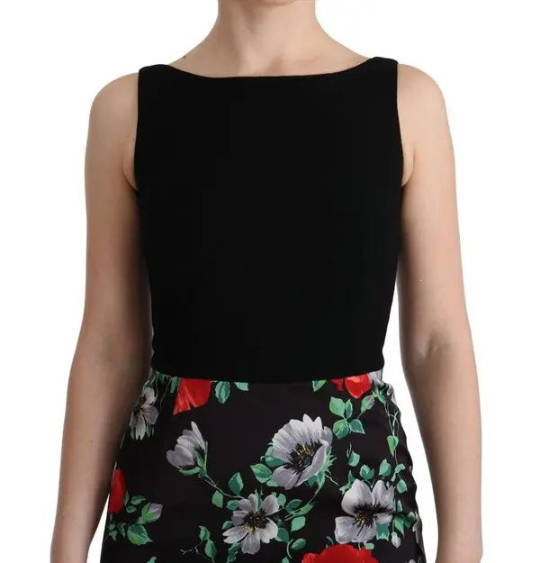 Dolce & Gabbana Floral Print Stretch Sheath Long Dress