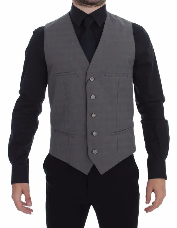 Dolce & Gabbana Cotton Slim-fit Dress Vest - Gray