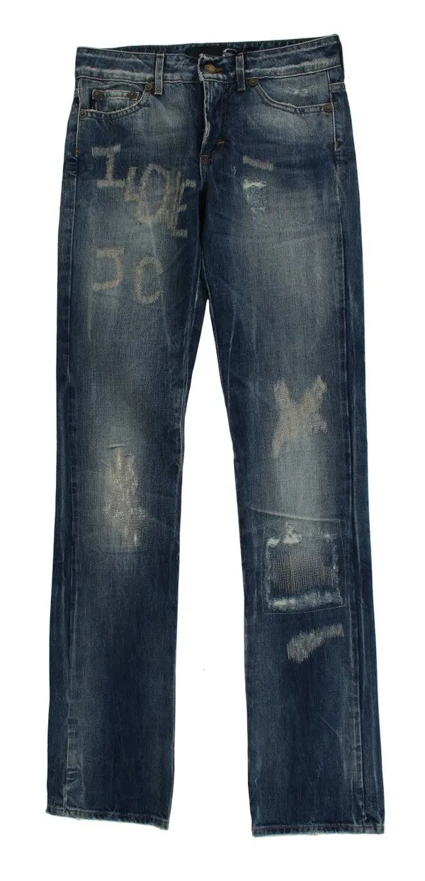 Roberto Cavalli Torn Straight Fit Jeans