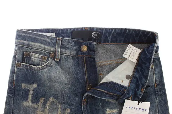 Roberto Cavalli Torn Straight Fit Jeans