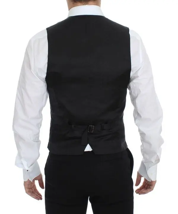 Dolce & Gabbana Striped Stretch Dress Vest - Black