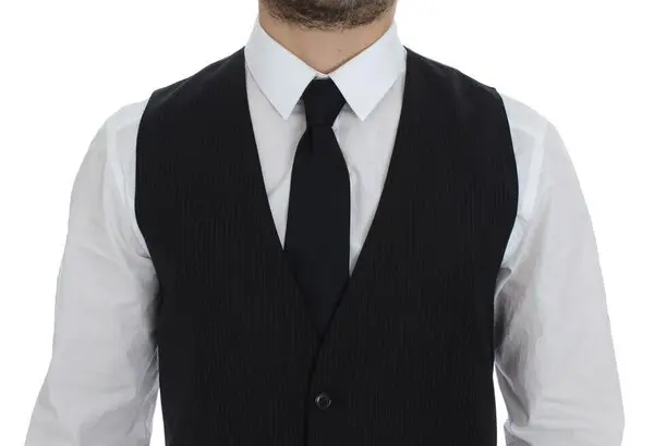 Dolce & Gabbana Striped Single-breasted Vest - Black