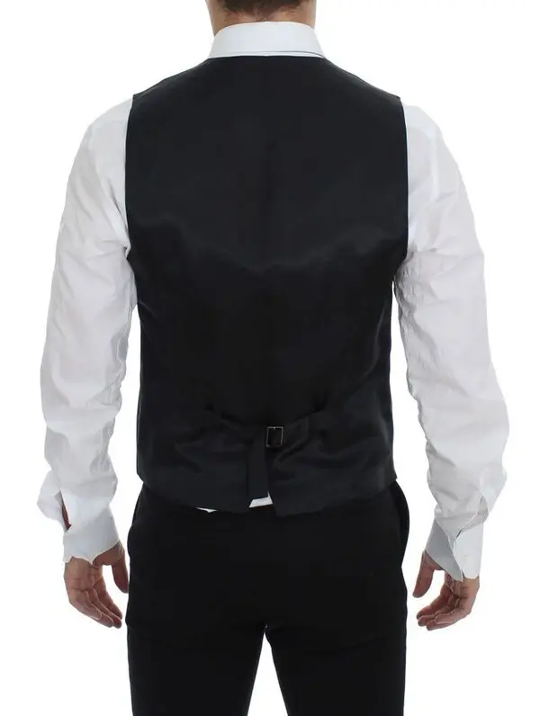 Dolce & Gabbana Striped Single-breasted Vest - Black