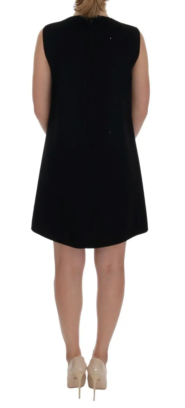 Dolce & Gabbana Crystal Embellished Wool Shift Dress