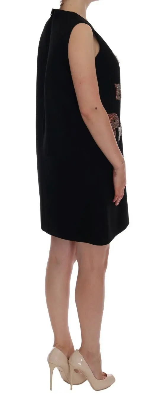 Dolce & Gabbana Crystal Embellished Wool Shift Dress