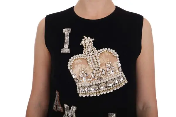 Dolce & Gabbana Crystal Embellished Wool Shift Dress