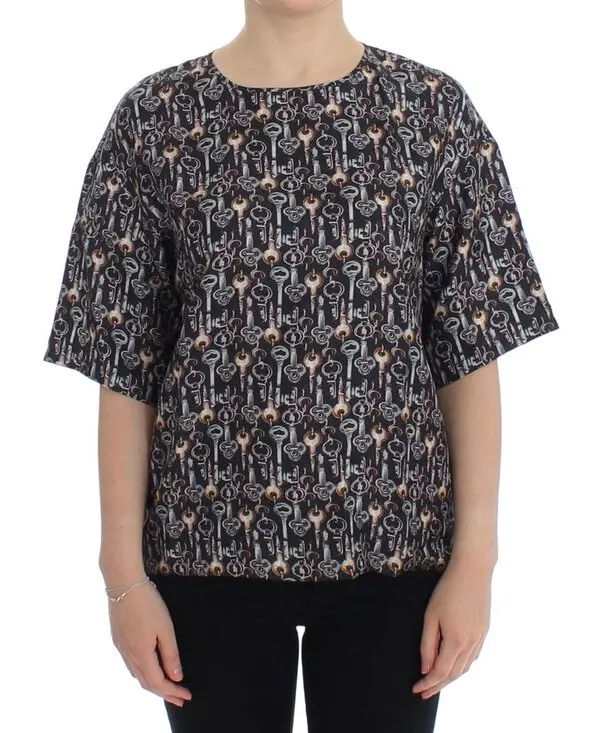 Dolce & Gabbana Printed Silk Blouse - Gray