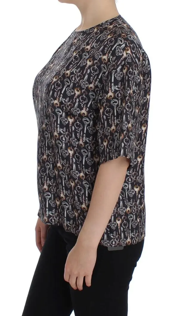 Dolce & Gabbana Printed Silk Blouse - Gray